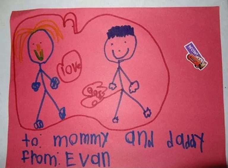 Börn segja sannleikann með óborganlegum teikningum: „Pabbi minn elskar ...