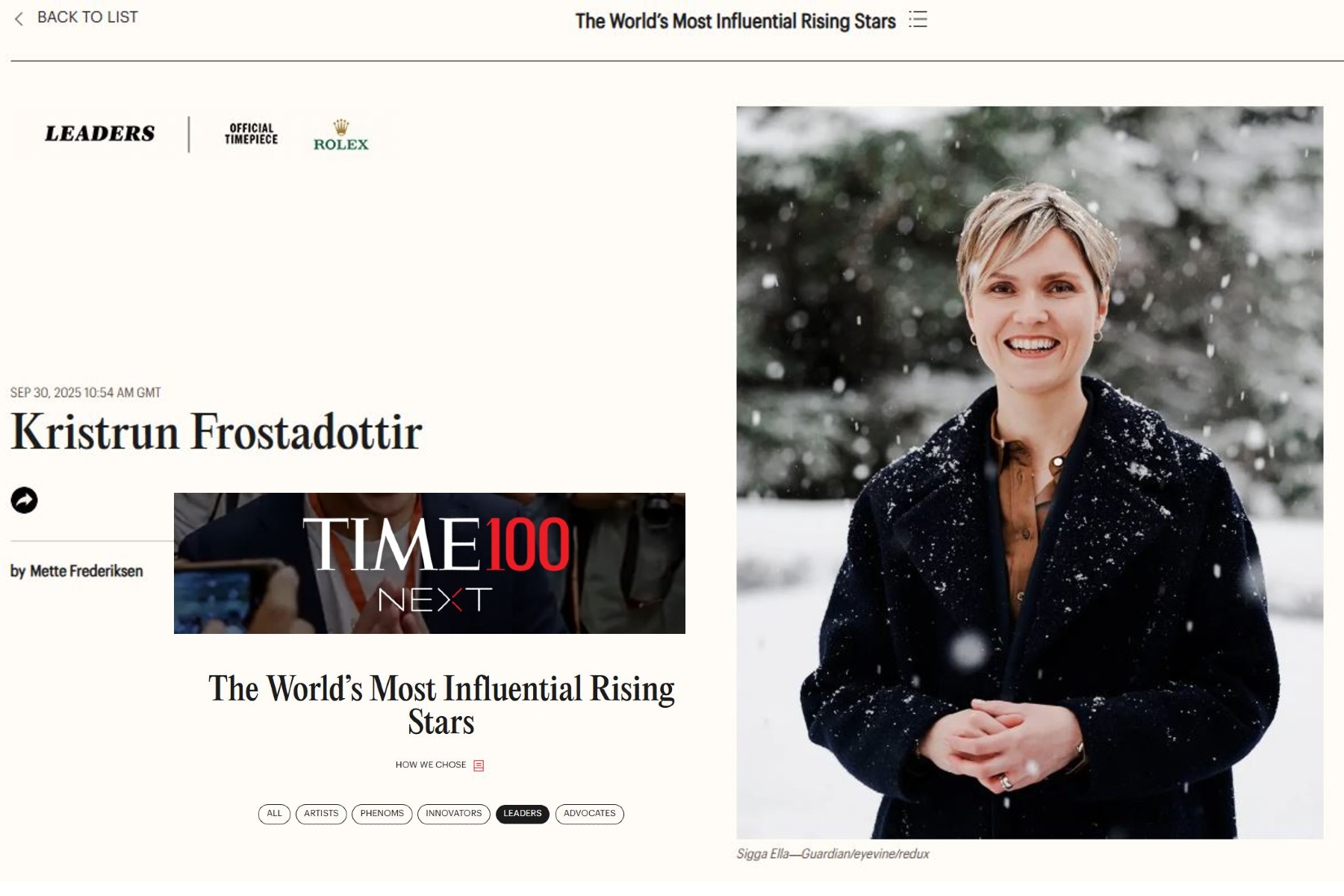 Kristrún Frostadóttir á lista með Lamine Yamal og Becky G - DV